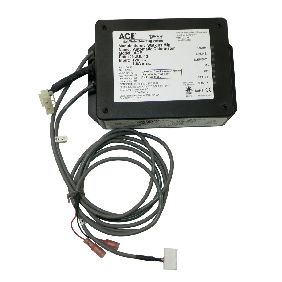 ACE WATKINS, CONTROLLER RP, AUTOMATIC CHLORINATOR, ACE REPROGRAMMED 12 ...